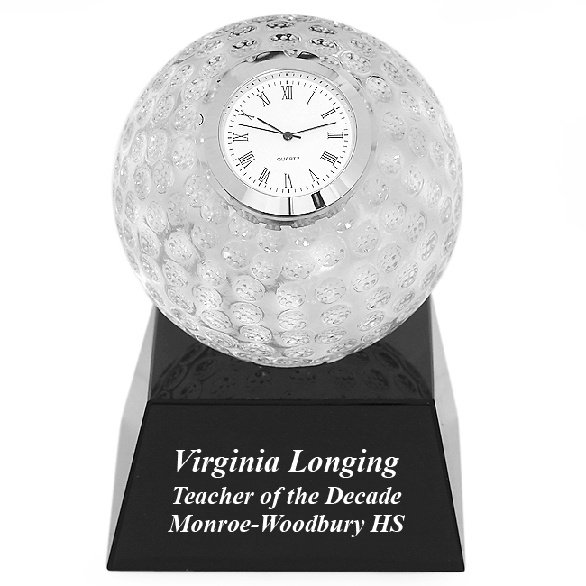 Personalized Crystal Golf Ball Clock - Executive Gift Shoppe