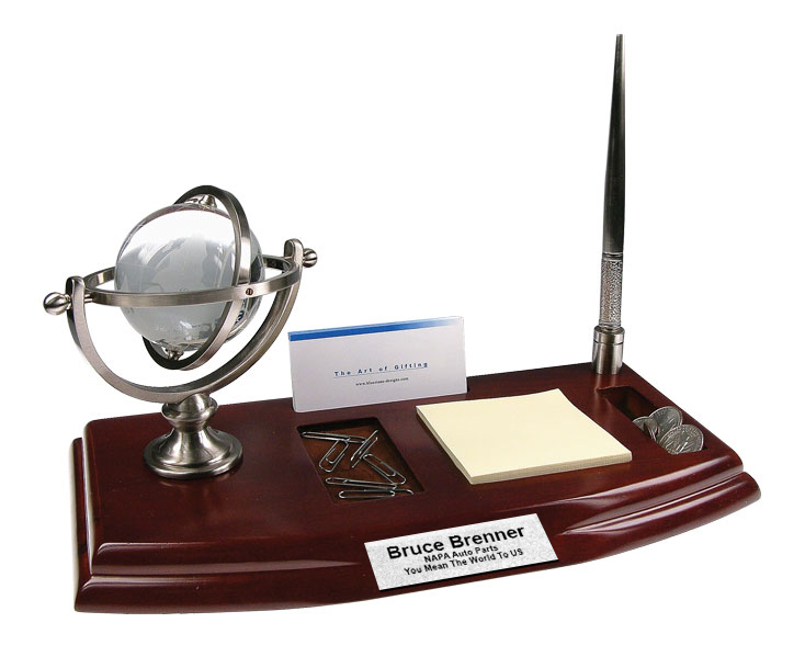 Crystal Globe Desktop Organizer & Pen Stand - Executive Gift Shoppe