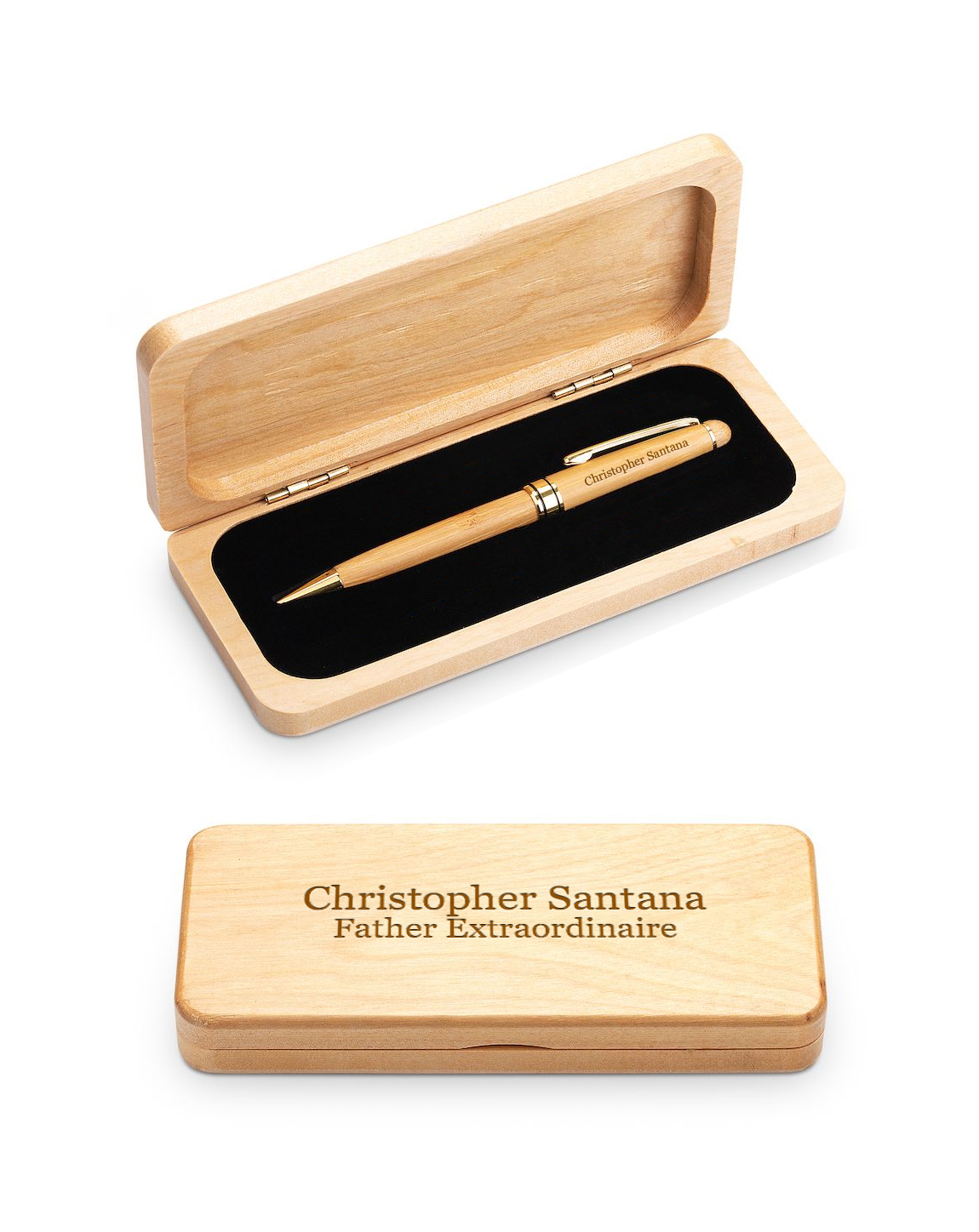 Elegance Collection Maple Wood Laser Engraved Ballpoint Pen Set