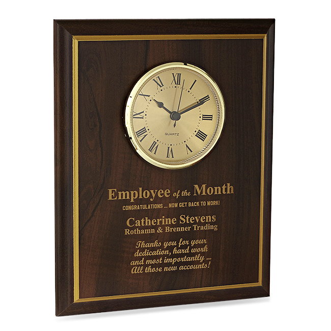 Employee Of The Month Recognition Wall Plaque with Clock - Executive ...