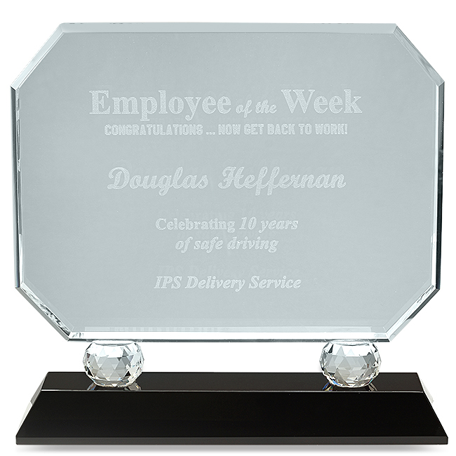 Employee Of The Week Crystal Award With Black Base - Executive Gift Shoppe