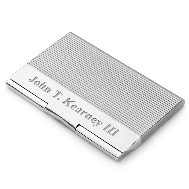 Engraved Engine Turned Business Card Holder - Executive Gift Shoppe