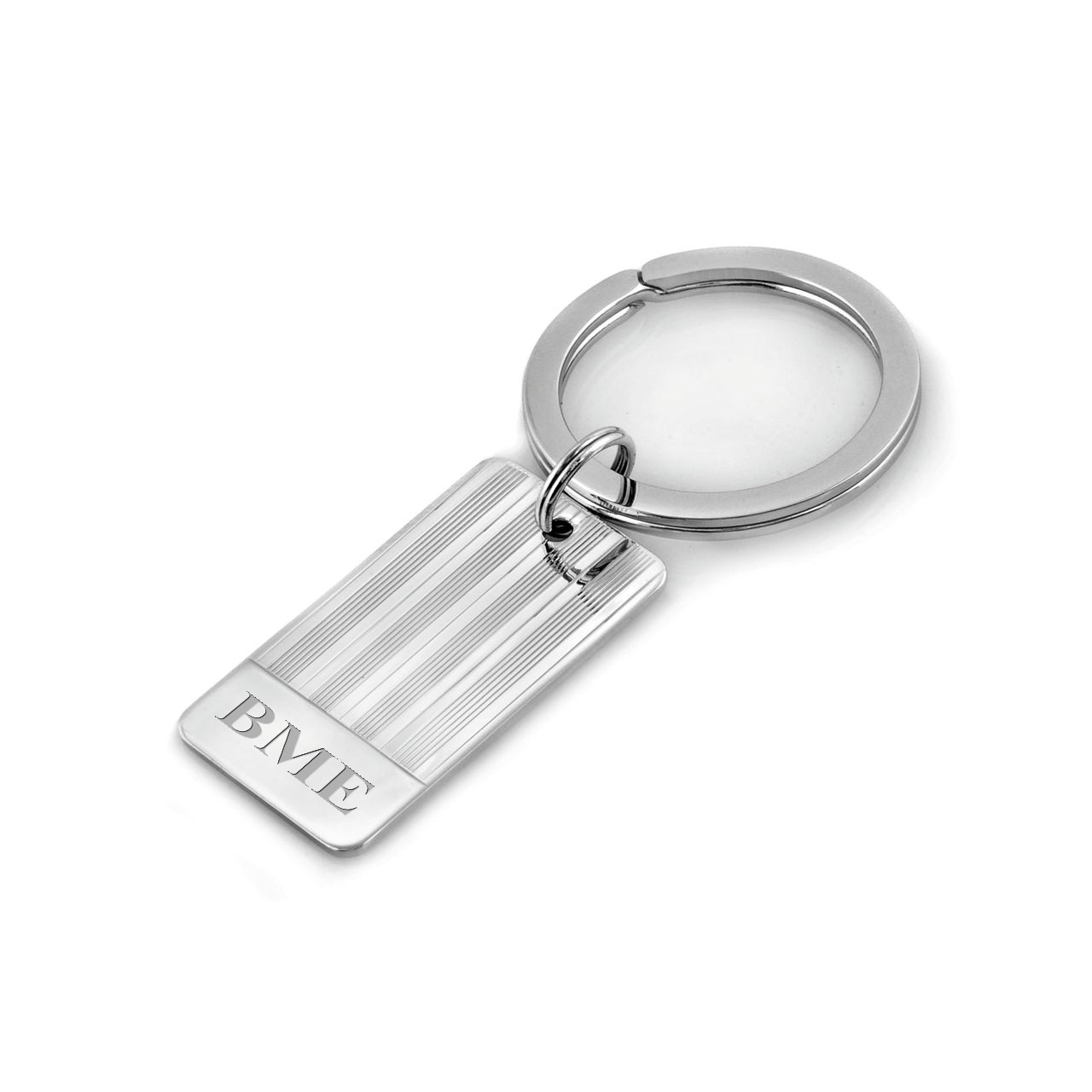 Engine Turned Sterling Silver Engravable Key Chain - Executive Gift Shoppe