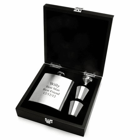 Engraved 8 Ounce Stainless Steel Flask Gift Set - Executive Gift Shoppe
