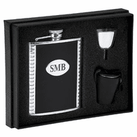 Engraved 8 Ounce Stainless Steel Flask Gift Set - Executive Gift Shoppe