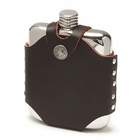6 Ounce Flask With Leather Belt Holster - Executive Gift Shoppe