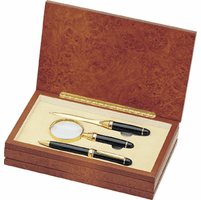 Leather & Chrome Pen and Letter Opener Set - Executive Gift Shoppe