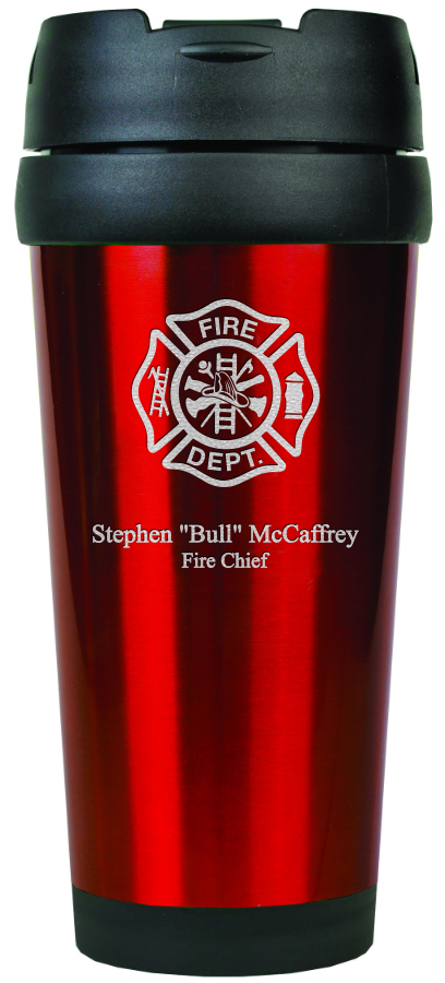 Firefighter's Personalized Red Travel Coffee Mug