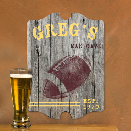 Football Vintage Man Cave Sign - Free Personalization - Executive Gift ...