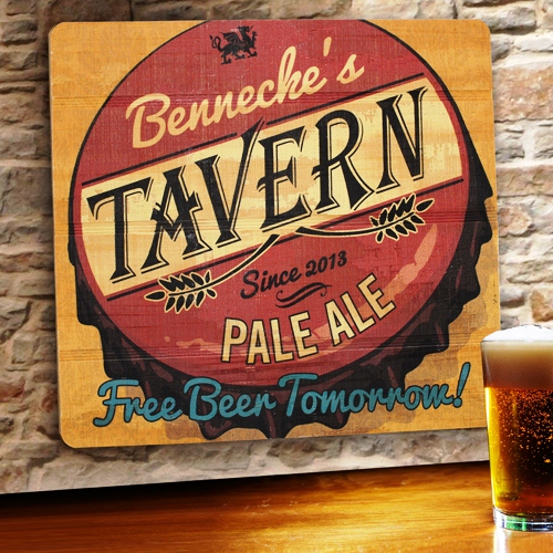 Free Beer Tomorrow Wooden Bar Sign - Free Personalization - Executive ...