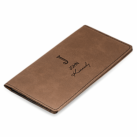 Full Name Monogram Dark Brown Checkbook Cover - Executive Gift Shoppe
