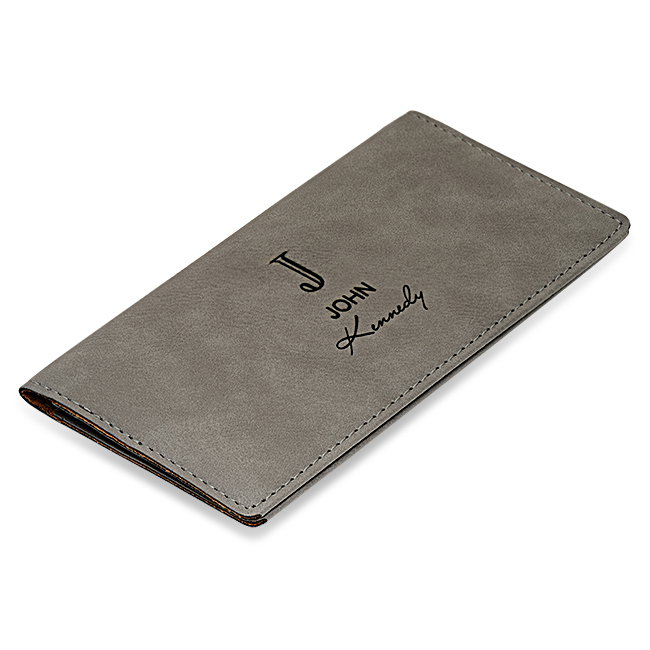Full Name Monogram Gray Checkbook Cover - Executive Gift Shoppe