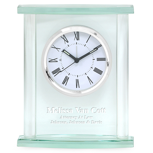 Personalized Glass Clock with Silver Finish Accents - Executive Gift Shoppe