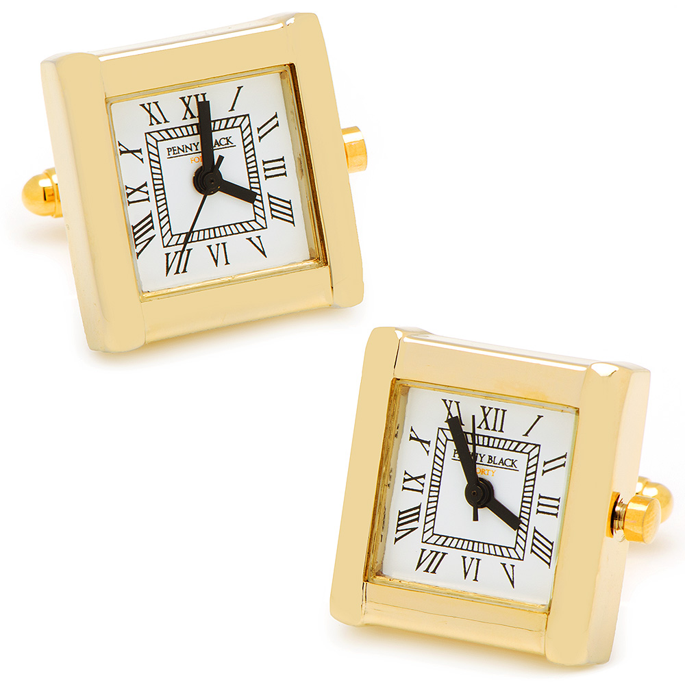 Gold Plated Square Working Watch Cufflinks - Executive Gift Shoppe
