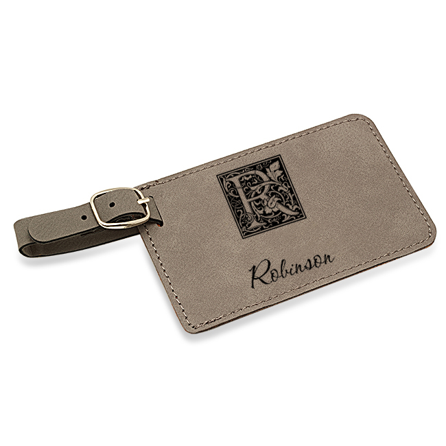 Initial Monogram Charcoal Luggage Tag