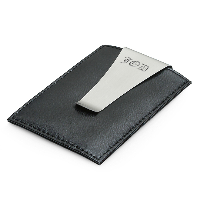 Leather and Steel Credit Card Money Clip - Executive Gift Shoppe