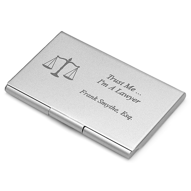 Legal Theme Engraved Business Card Holder - Executive Gift Shoppe