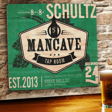 Man Cave Tap Room Wooden Bar Sign - Free Personalization - Executive ...