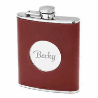 6 Ounce Green Leather Monogrammed Flask - Executive Gift Shoppe