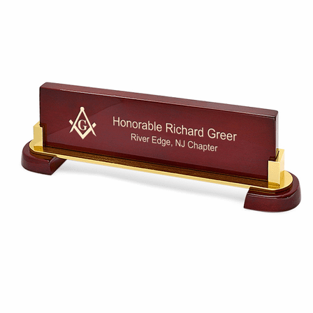 Masonic Desktop Walnut Name Bar - Executive Gift Shoppe
