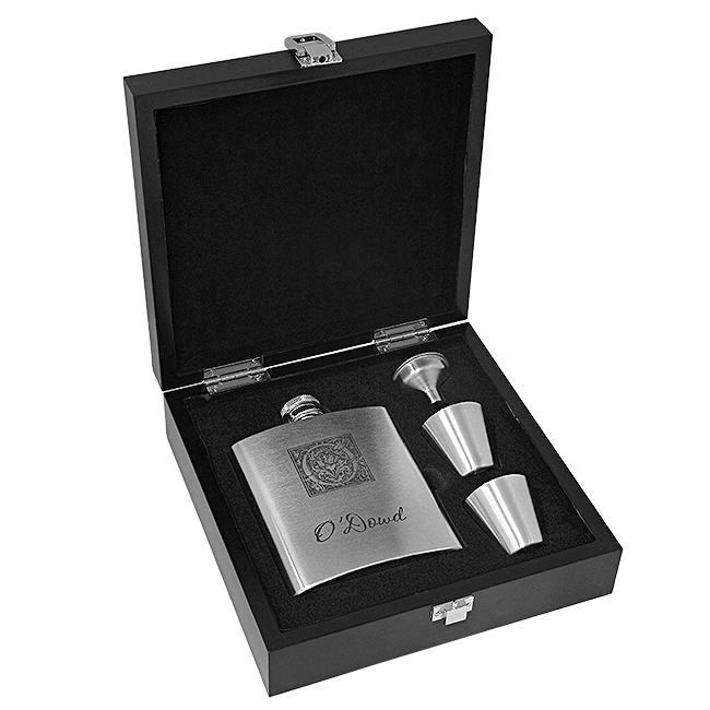 Monogram Stainless Steel Flask Gift Set - Executive Gift Shoppe