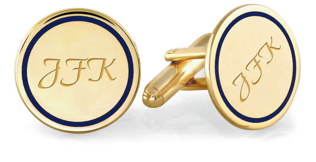 Navy Collection Gold Plated Monogrammed Cufflinks - Executive Gift Shoppe