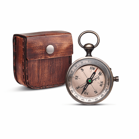 Open Face Brass Compass with Custom Engraving