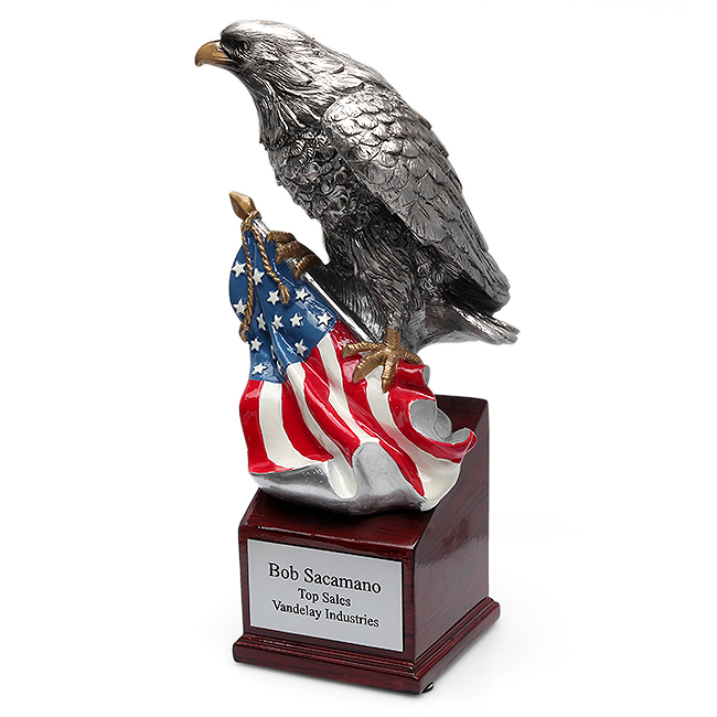 Personalized Bald Eagle & American Flag Award - Executive Gift Shoppe