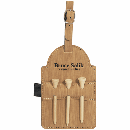 Personalized Bamboo Golf Bag Tag with Tees