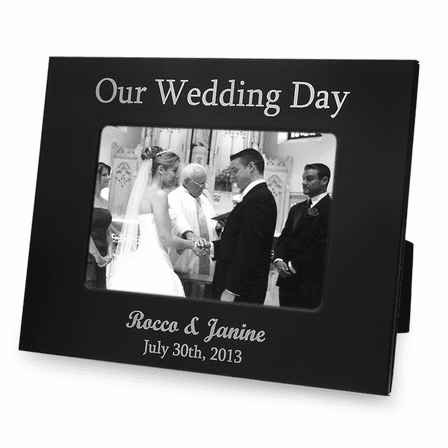 Personalized Black & Silver Our Wedding Day Picture Frame - Executive ...