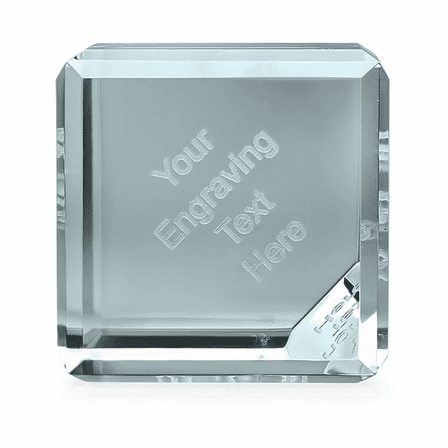 Personalized Crystal Cube Paper Weight - Executive Gift Shoppe