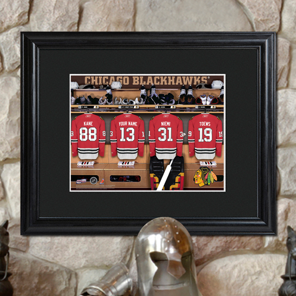Personalized NHL Locker Room Print with Wood Frame - Executive Gift Shoppe