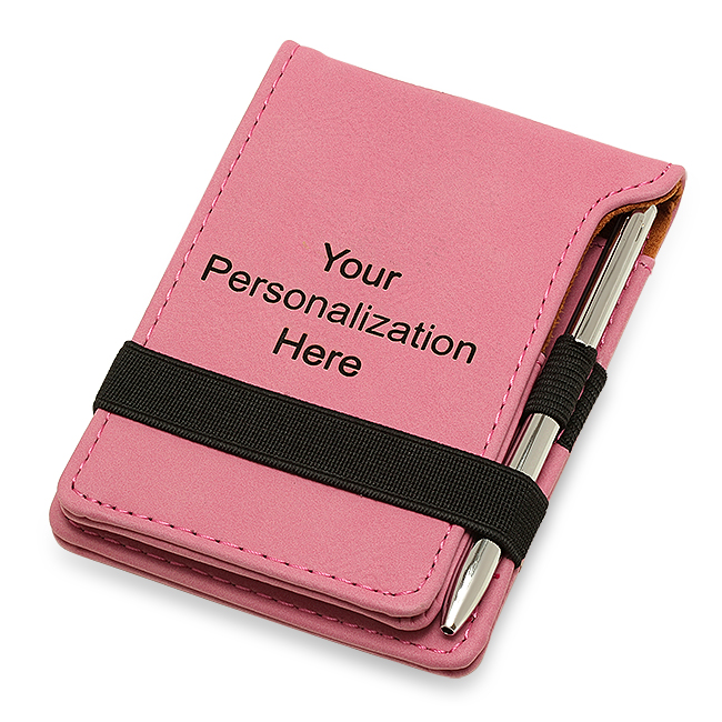 Personalized Pink Leatherette Notepad & Pen - Executive Gift Shoppe