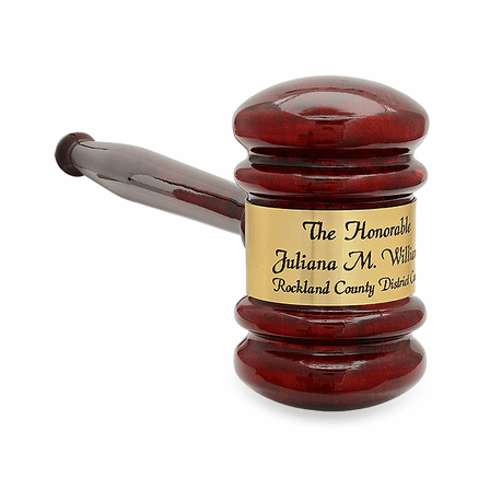 Personalized Rosewood Gavel With Gold Band & Sounding Board