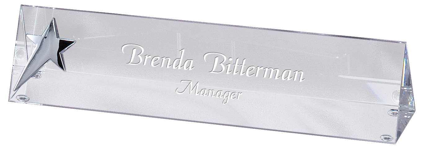 Personalized Star Crystal Desktop Name Plate - Executive Gift Shoppe