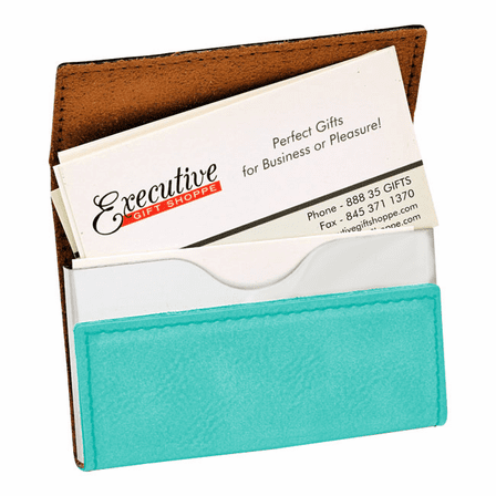 Personalized Teal Business Card Case