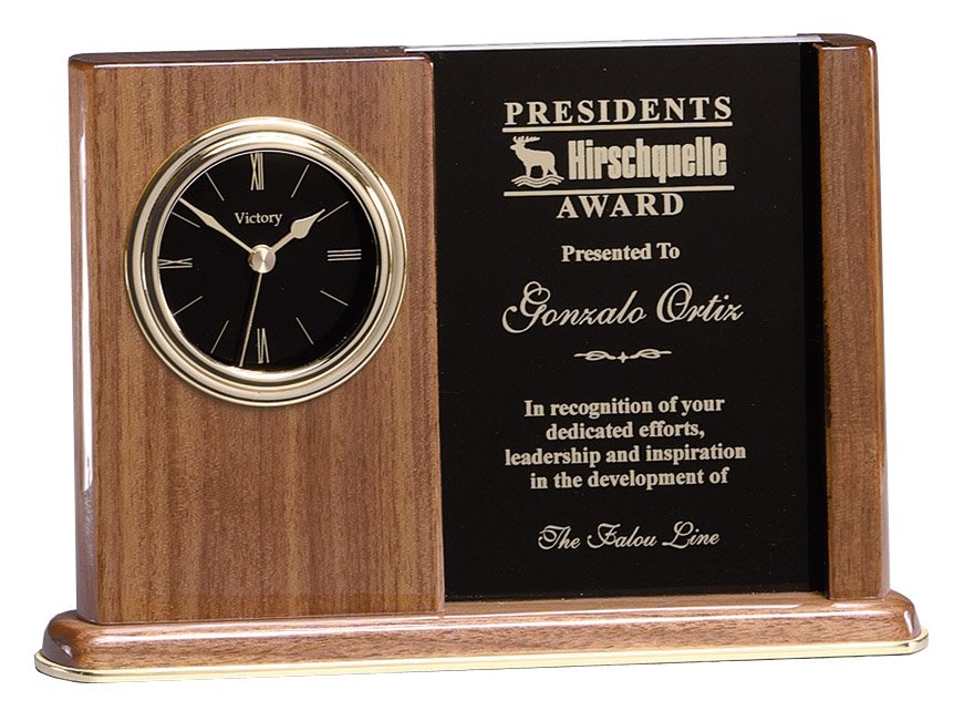Personalized Walnut Award Clock - Executive Gift Shoppe