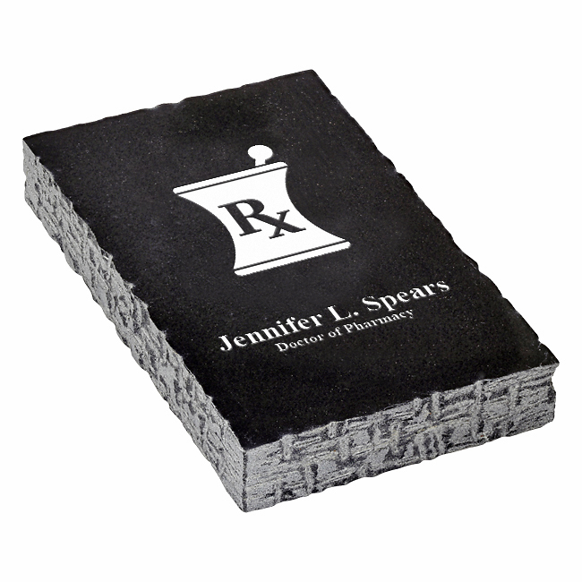 Pharmacist Emblem Personalized Black Marble Paperweight