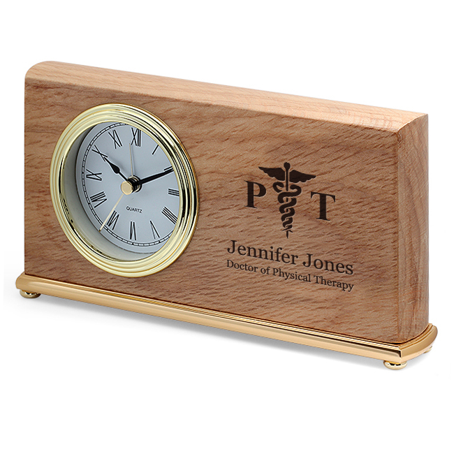 Physical Therapist's Personalized Wood Desk Clock