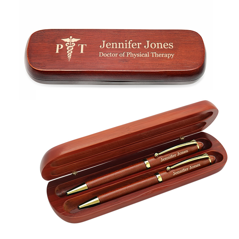 Physical Therapist Theme Cherrywood Double Pen and Box Set