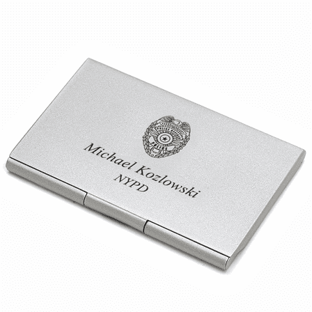 Police Badge Engraved Business Card Case - Executive Gift Shoppe