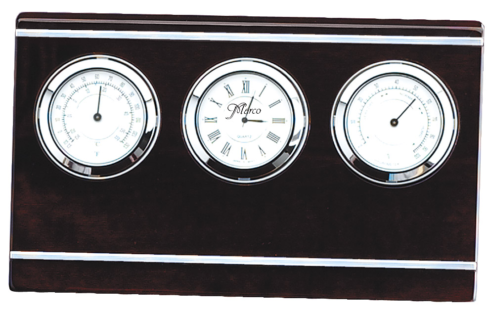 Rosewood & Aluminum Personalized Weather Station & Clock - Executive ...