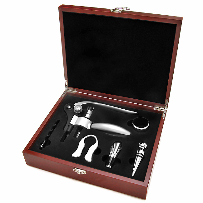 Rosewood Finish 5 Piece Wine Gift Set - Executive Gift Shoppe