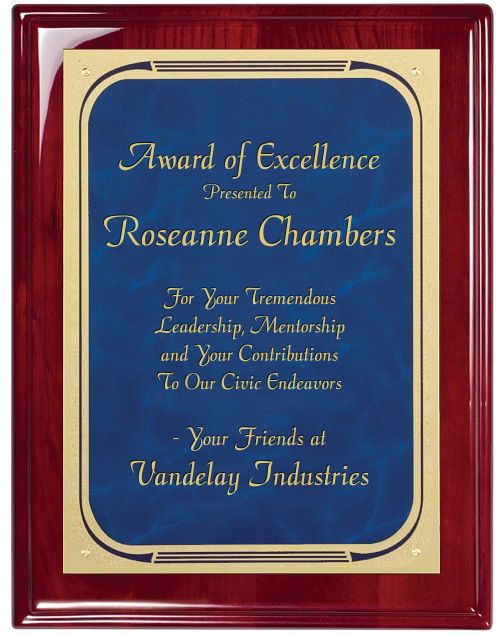 Rosewood Plaque With Blue Marble Engraving Plate - RP102 - Executive ...