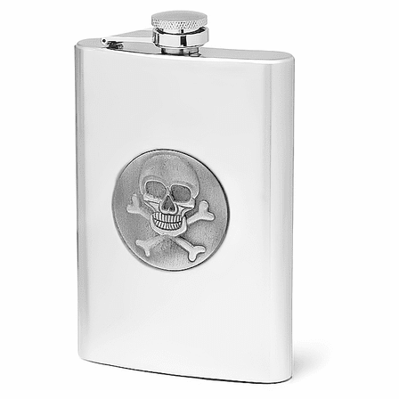 Skull & Cross Bones Flask With Holster - Executive Gift Shoppe