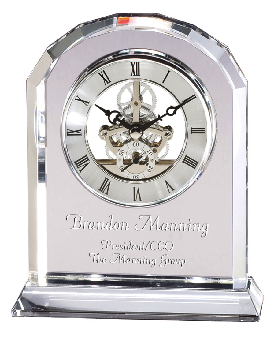 Solid Crystal Personalized Quartz Clock With Arched Top - Executive ...