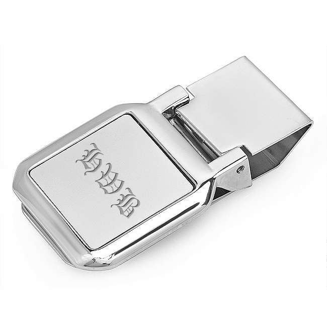 Square Face Engraved Hinged Money Clip - Executive Gift Shoppe