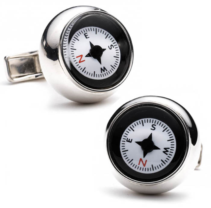 Sterling Silver Compass Cufflinks - Executive Gift Shoppe
