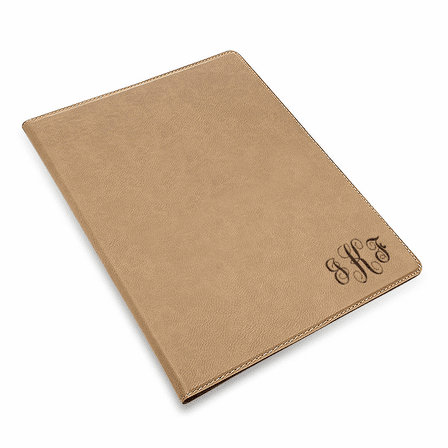 Tan Small Portfolio & Notebook with Script Monogram - Executive Gift Shoppe