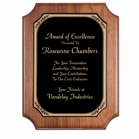Walnut Plaque With Black Brass Engraving Plate - PC580 - Executive Gift ...